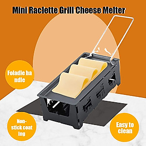 Mini Cheese Raclette, Portable Foldable Non-Stick Raclette Grill, Candlelight Cheese Melter Pan, with Spatula