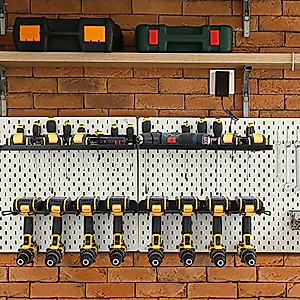 YIBOT Power Tool Organizer Wall Mount Heavy Duty Drill Holder,Tool Organizers and Storage Rack,Compact Steel Design,Perfect gifts for dad. (2 Pack Black)