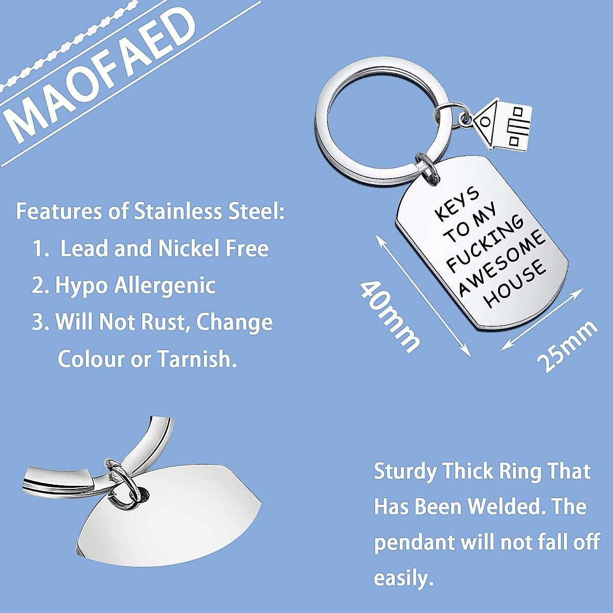 MAOFAED New Home Gift House Warming Gift New Homeowner Gift Keys To My Awesome House First Home Keychain (key to awesome house)