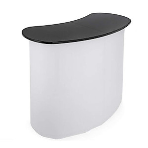 51" x 16" x 35" Portable Trade Show Counter Corrugated Plastic Sidewalls Pop Up Podium Counter Black Top Trade Show Table Display for Exhibition Promotion Retail