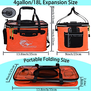 WHCDSTGJ Transparent Top Cover Fishing Bucket, Foldable Fish Bait Bucket, Multifunctional Minnow Bucket, Live Fish Container, Fish Protection Bucket, Outdoor Camping Fishing Bag.