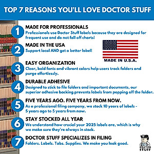 2024 Year Labels, Doctor Stuff 2024 Chart Stickers, Blue/Black Color Coded, Barkley FYCPM Style, USA Made Year Stickers for End Tab File Folders, 500/Roll, 1 Roll, 3/4" x 1-1/2"