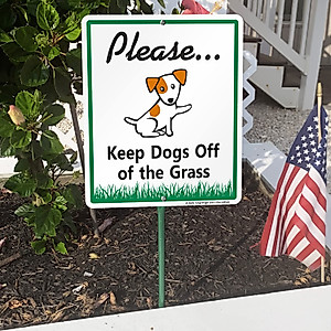 SmartSign 12 x 10 inch “Please Keep Dogs Off The Grass” LawnBoss Yard Sign with 3 foot Stake, 40 mil Laminated Rustproof Aluminum, Multicolor, Set of 1, Made in USA