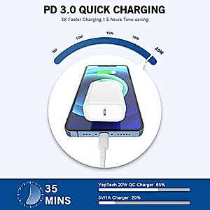 iPhone Fast charger, 20W[Apple MFi Certified] USB Type C Fast Charging Block Power Delivery Apple Fast Charger Lightning Charger with 3.3ft Lightning Cable for iPhone 13 Pro Max Mini 12 Pro 11 XS X XR