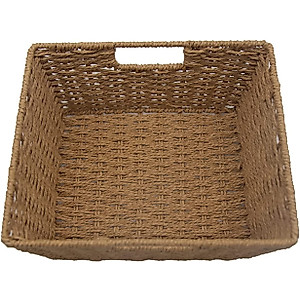 Kovot Woven Wicker Storage Baskets with Built-in Carry Handles - 9.75" L x 8.5" W x 4.5" H (2-Pack)