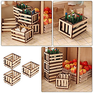 Kisangel 3Pcs Dollhouse Crate Wooden Miniature Milk Crate Fruit Basket Dollhouse Miniature Decoration Micro Landscape Ornament for Fairy Garden Decor