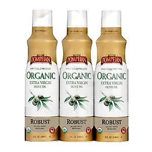 Pompeian USDA Organic Extra Virgin Olive Oil Non-Stick Cooking Spray, Full-Bodied, Perfect for Salads & Pasta, Naturally Gluten Free, Non-Allergenic, Non-GMO, No Propellant, 5 FL. OZ., 3-Pack
