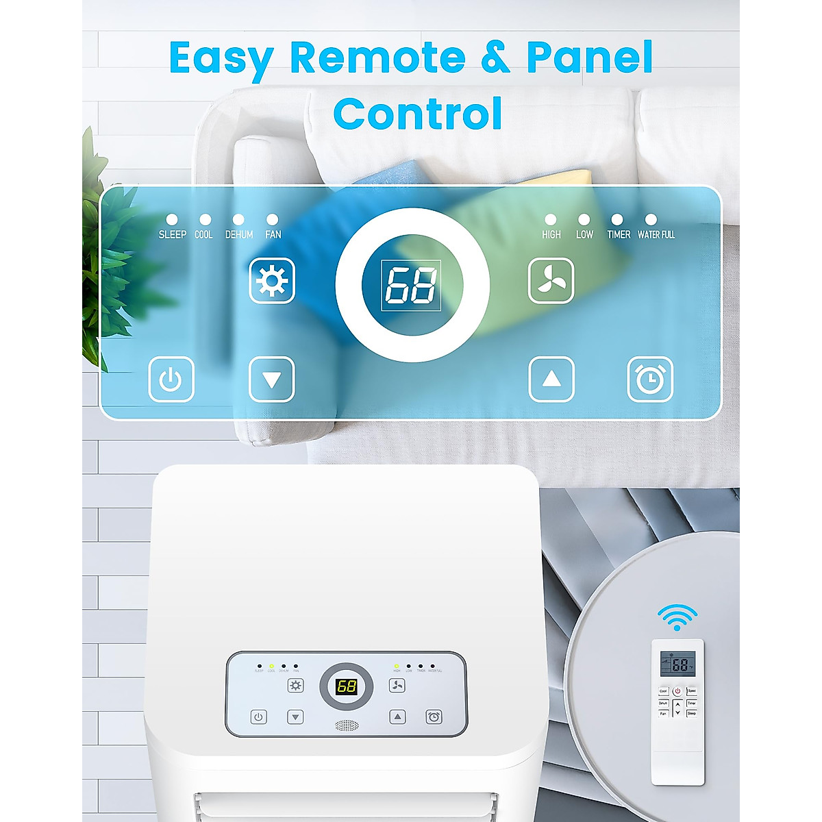 Joy Pebble 10000 BTU Portable Air Conditioners, 4 Modes portable AC with Cooling, Fan, Dehumidifier & Sleep Mode, Cooling up to 450 Sq.Ft. with 24H Timer/Digital Display/RC & Window Kit, White