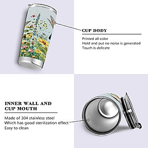 Wassud Flying Hummingbirds 20 oz Tumbler with Lid and Straw Stainless Steel Double Wall Vacuum Tumblers Insulated Travel Coffee Mug for Cold and Hot Drinks