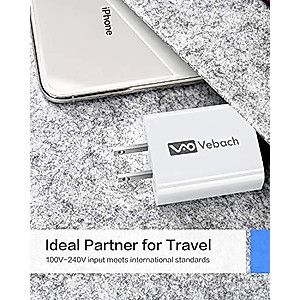Vebach USB Wall Charger Single Port, UL Certified Quick Charge 3.0 18W AC Power Charging Adapter Plug Compatible with Galaxy S10/S9/S8/Note 8/7, LG G6/G4/V30, HTC 10, Nexus 9, iPhone, iPad and More