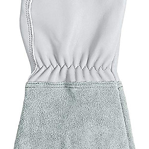 Amazon Basics Leather Gardening Gloves with Forearm Protection, Natural, L