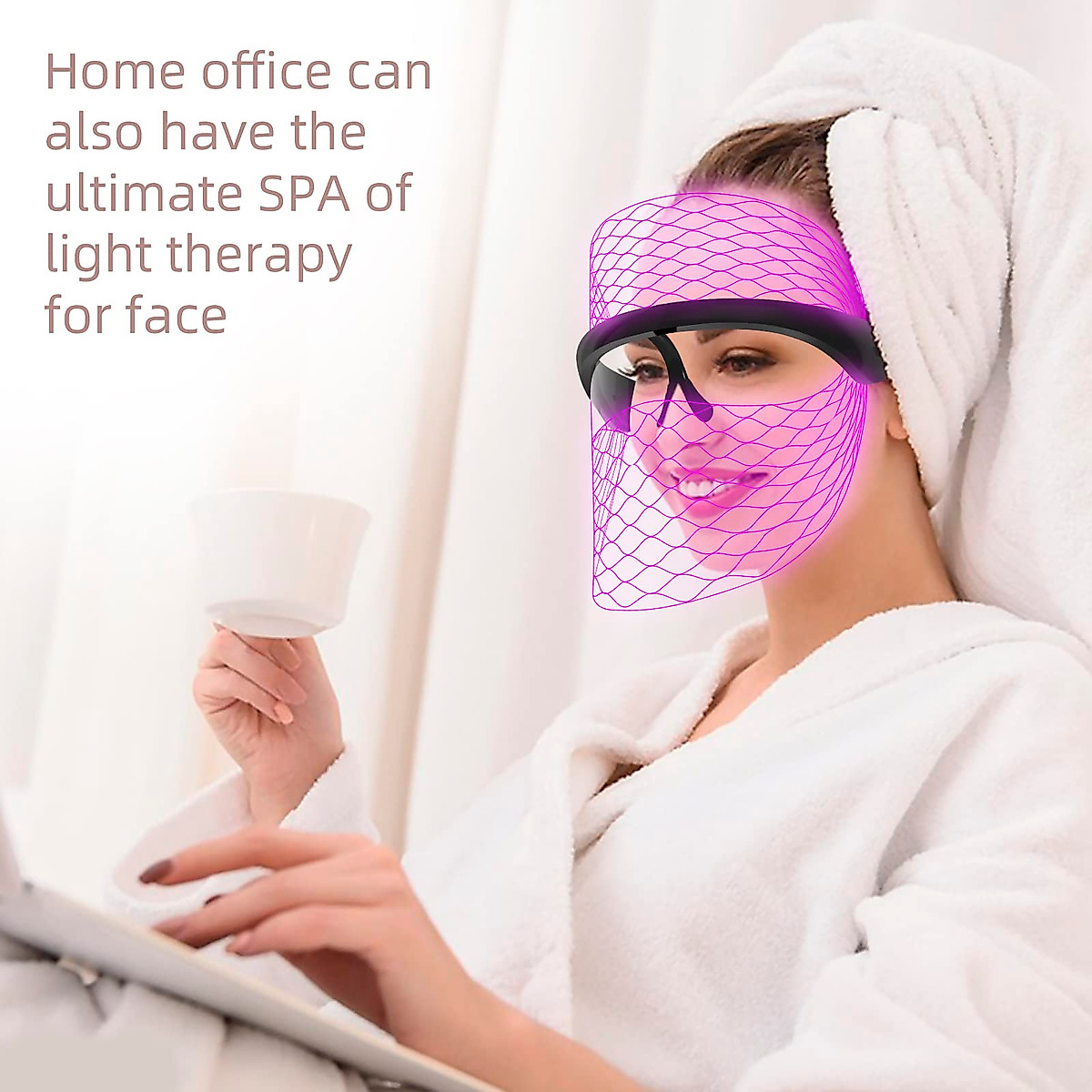 L E D Face Mask Light Therapy, Red & Blue Light Therapy for Face, 7 Colors L E D Light Therapy Mask, Beauty Mask Rechargeable Portable for Facial Skin Care at Home and Travel