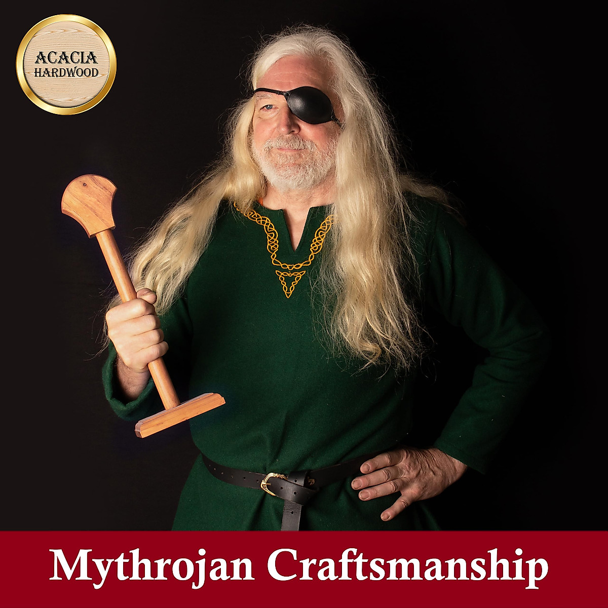 Mythorjan Wooden Helmet Stand Display Decor Stand For – Spartan, Templar, Motorcycle, Caps, Hat Decorative Desktop Hanger Rack LARP Helmet Stand,16 Inch - Black