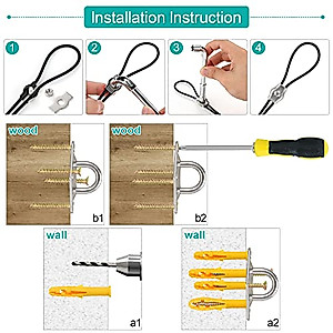 Shade Sails Installation Kits,Sun Shade Sail Hardware Kit with 4pcs 10ft Length Extension Nylon Wire Rope,Shades Awning Kit for Triangle Rectangle Shade Canopy,304 Stainless Steel, Patio Outdoor