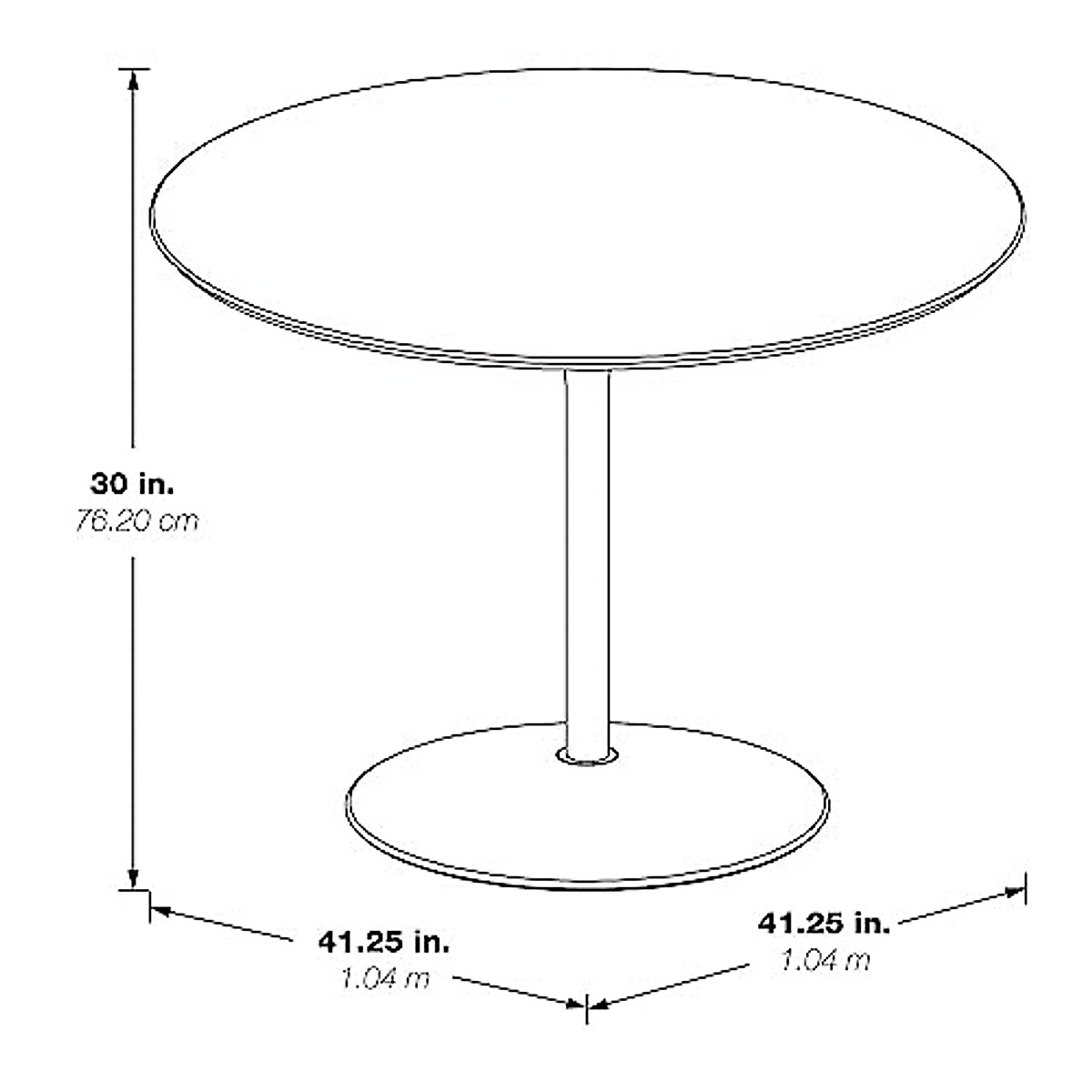 OSP Home Furnishings Flower Mid-Century Modern Dining Table, White Faux Marble Top with Black Base