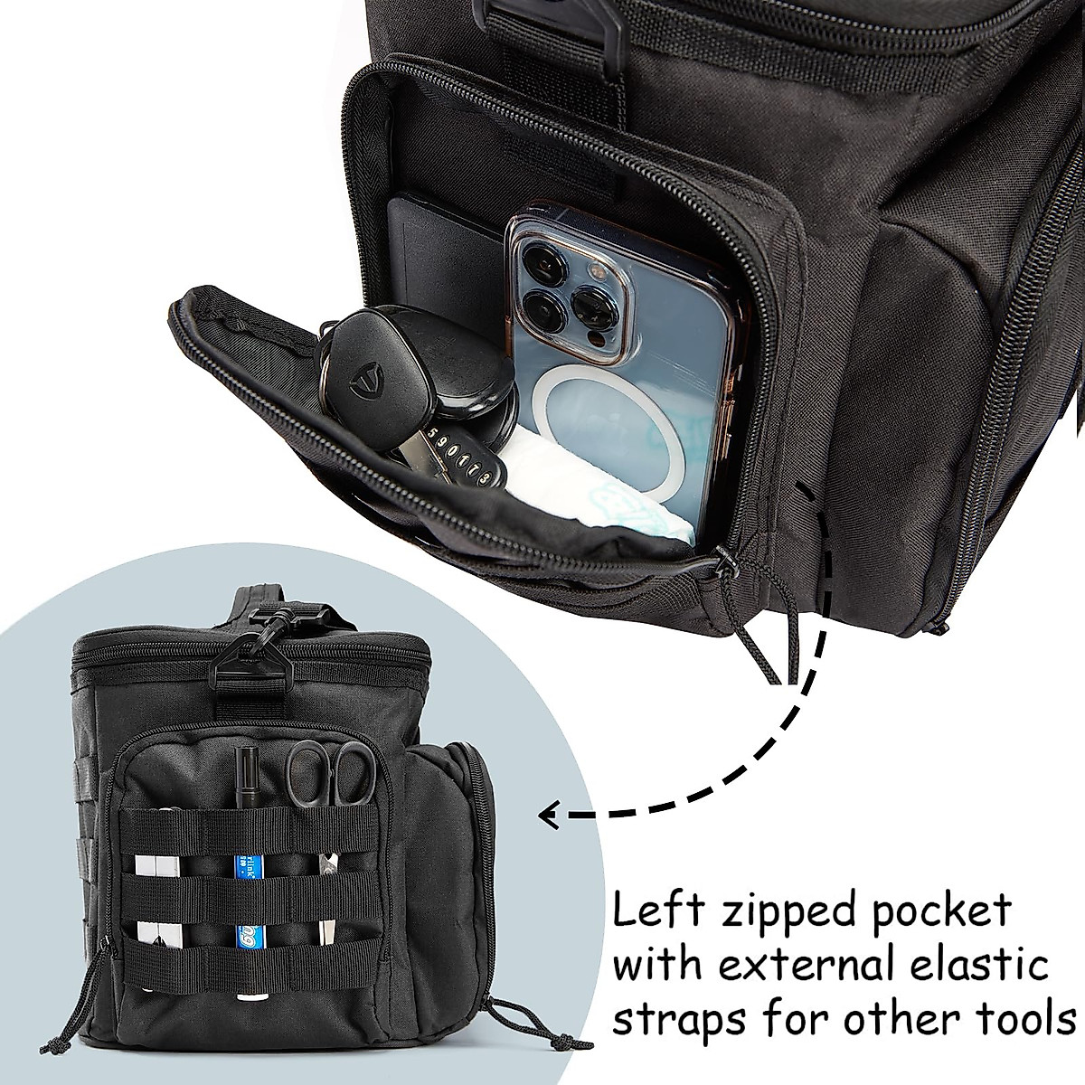 MOV COMPRA Tactical Leakproof Lunch Bag for Men, Insulated Lunch Box for Men Large Capacity with MOLLE Water Bottle Pouch and Adjustable Shoulder Starp, Green Lunchbox for Adults for Work, Picnic