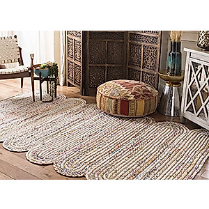 SAFAVIEH Cape Cod Collection Accent Rug - 4' x 6', Ivory & Multi, Handmade Braided Jute & Cotton, Ideal for High Traffic Areas in Entryway, Living Room, Bedroom (CAP208A)
