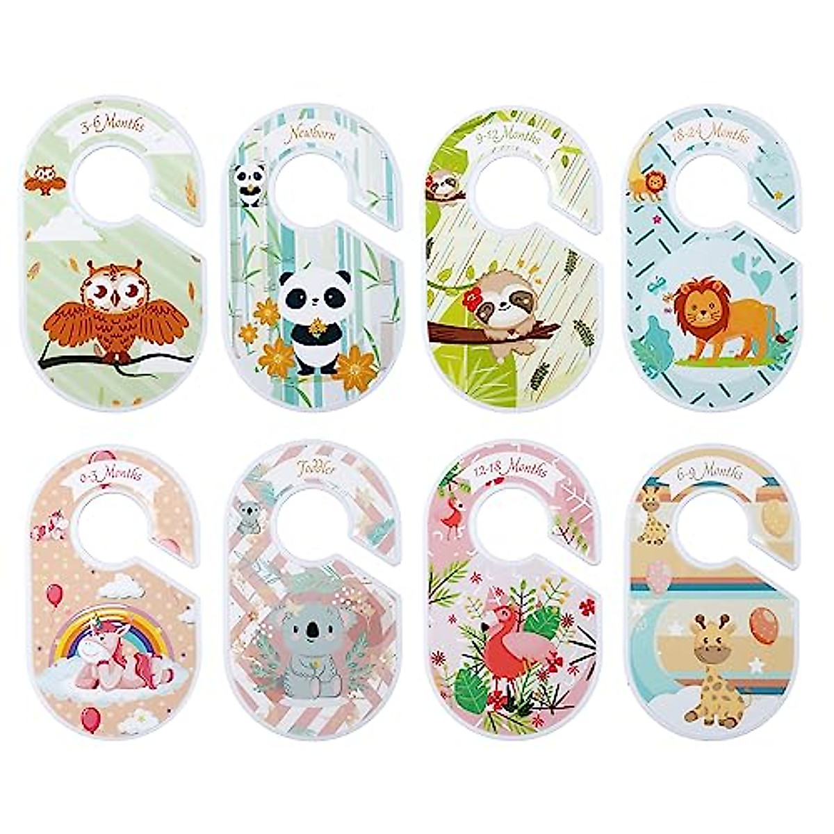 SAVITA 8pcs Baby Clothes Dividers, Nursery Closet Dividers Cute Animals Baby Closet Size Dividers from Newborn to 24 Months Nursery Closet Hanger for Infant Wardrobe