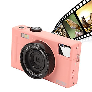 Digital Camera,4K Digital Camera 3.0inch Screen 4X Zoom 56MP Prevents Shake Vlogging Camera for Kids Adult Beginners (Pink)