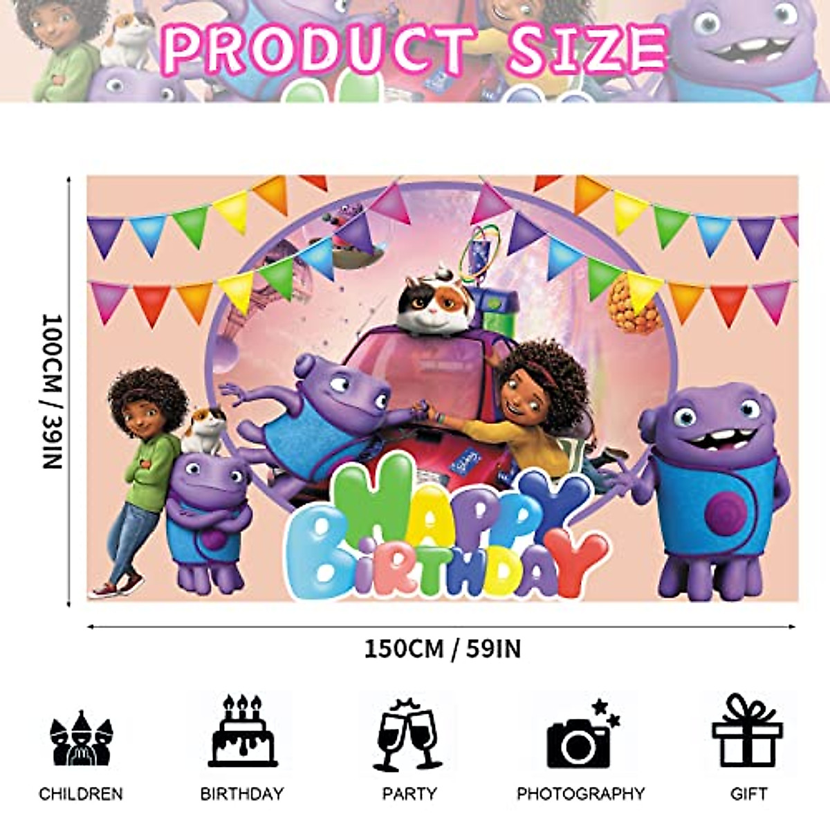 Home Movie Party Supplies, Home Movie Party Decorations Happy Birthday Party Banner Home Movie Party Backdrop for Boys Girls Baby Shower
