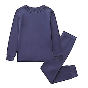 Toddler Pajamas Boys Girls Pajama Set, Unisex Bamboo Viscose Baby Pajamas, Soft Solid Sleepwear 2-piece PJS Set (2T, Navy)