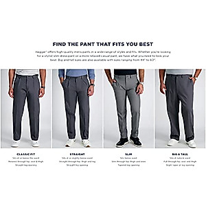 Haggar Men's Iron Free Premium Classic Fit Flat Front Expandable Waist Casual Pant Regular and Big & Tall Sizes, Med Khaki, 36W x 29L