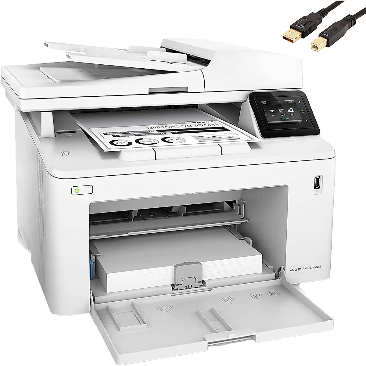 HP Laserjet Pro MFP M22 7fdw Monochrome Wireless All-in-One Laser Printer, Copy & Scan & Fax, 2.7" Color Touchscreen Display, 1200x1200 dpi, 30 ppm, Duplex & Mobile Printing, PCS USB Printer Cable