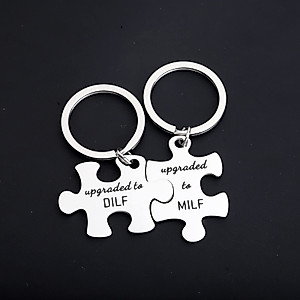 MAOFAED New Mom New Dad Gift Couple Gift New Parent Gift Ungraded To Dilf Ungraded To Milf Keychain Pregnancy Gift (ungraded dilf milf)