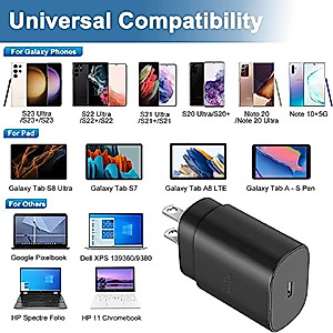 Samsung Fast Charger 25W USB C Wall Charger Super Fast Charging with Type C Charger Cable 5FT for Samsung Galaxy S23 S23Ultra S23+ S22 S22Ultra S22+ S21 S21Ultra S20 S20 Plus S10 S9 S8 Note 20/10/9/8