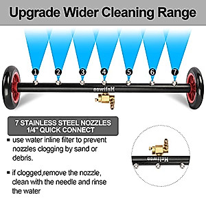 Heliwoo Undercarriage Pressure Washer Attachment, Upgrade 24 Inch Power Washer Water Broom with 7 Nozzles, Dual-Function Underbody Car Wash Surface Cleaner with 3 Pieces Extension Wand- 4000PSI