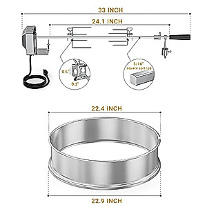 onlyfire Stainless Steel Rotisserie Ring Kit Barbecue Accessories for Weber 22" Kettle Grill and Other Similar Size Grills