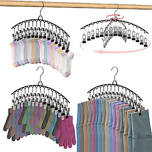 4 Pack Legging Organizer for Closet, Metal Yoga Pants Hangers with 15 Clips Holds 60 Leggings/Skirts/Hats/Bra/Pants Space Saving Hanging Closet Organizers and Storage