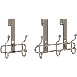 Franklin Brass OTD002F-NIC-C 2-Hook Over The Door Storage Rack, Nickel