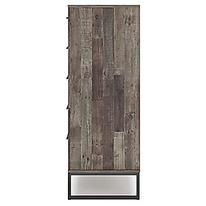 Signature Design by Ashley Neilsville Industrial 5 Drawer Chest of Drawers with Smooth-Gliding Drawers and Safety Stop, Gray