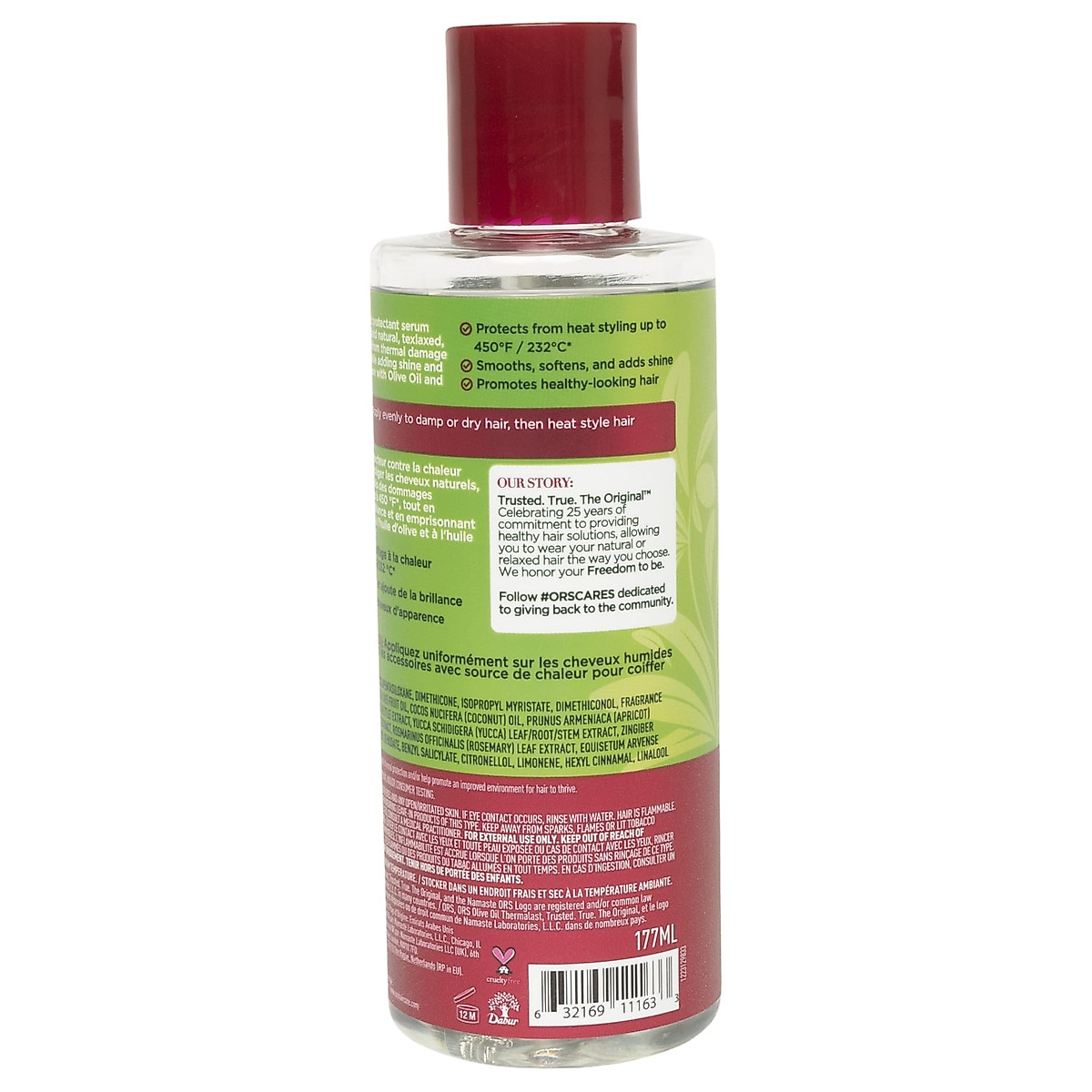 ORS Olive Oil Heat Protection Hair Serum infused with Coconut Oil for Restorative Shine - 6 ounces (Pack of 1)