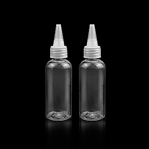 Oopsu 30 Pack Plastic Bottle Pointed Mouth Top Cap with 2 Funnels for Shampoo,Lotions,Liquid Body Soap,Cream (2 oz)