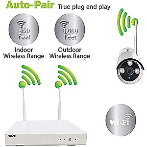 Revo America Wireless 4 Ch. NVR Surveillance System with 4 HD Wireless Outdoor Bullet Cameras