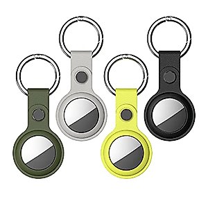 AirTags Holder Case 4 Pack Airtag Protective Compatible with Anti Scratch Shockproof Full Cover with Keychain for Pet Collars, Wallet, Keys,Keychain Dog