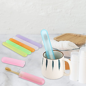 Hedume 35 Pieces Travel Toothbrush Case, 7 Colors Portable Plastic Dust-proof Breathable Toothbrush Holder for Travel, Camping, Home, School, Business