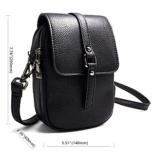Lecanedo Small Crossbody Bag Cellphone Purse for Women, Leather Purse Shoulder Bags Black