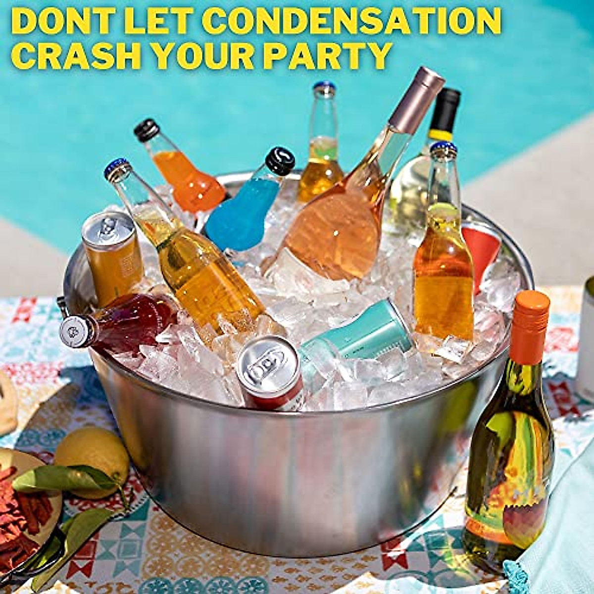 Stainless Steel Insulated Beverage Tub - Real Deal Steel, Large 6 Gallon Round Double Walled Party Tub, Drink Bucket for Parties, Ice Tub Cooler for Wine & Beer