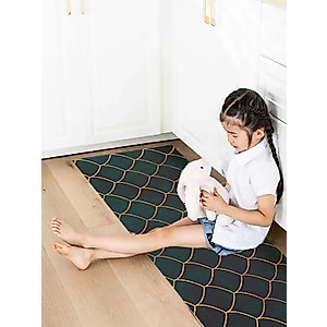 HHXY Kitchen Mat Set [2 PCS] Anti-Fatigue Kitchen Rug, Waterpoof Non-Slip Kitchen Rugs Heavy Duty PVC Ergonomic Comfort Floor Mats for Kitchen,Floor Home, Office,Sink,Laundry (Green)