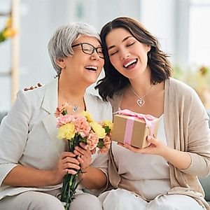 Gemszoo Personalized Names Heart Necklace with Simulated Birthstone Pendant Necklace for Women Mother (1 Name)