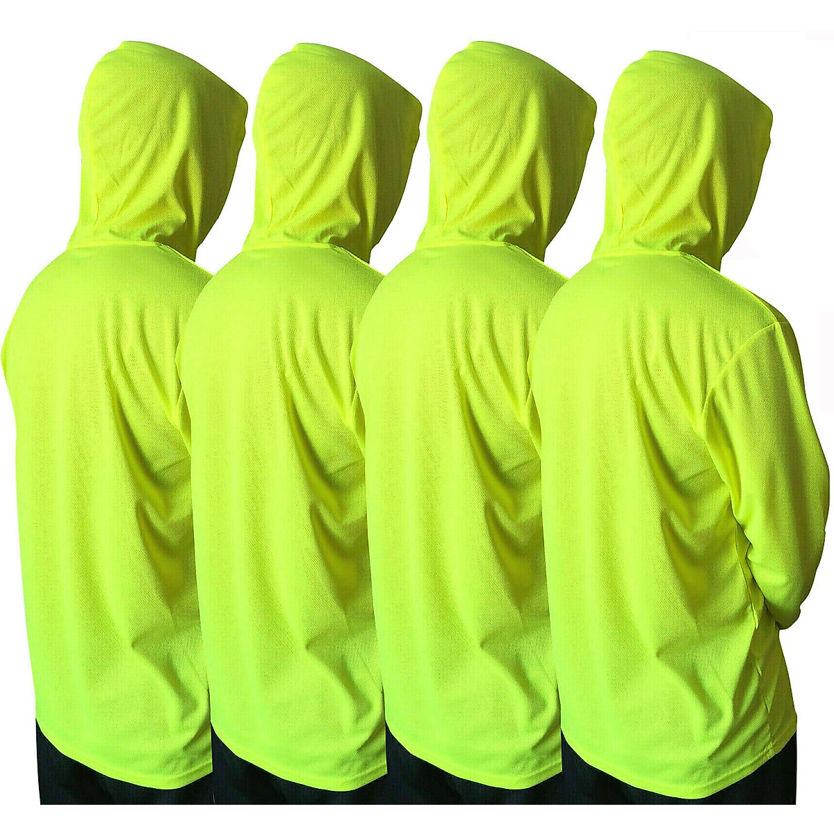 Men UPF 50+ Sun Protection Breathable T Shirt Long Sleeve Workout T-Shirts with Hood (as1, Alpha, m, Regular, Regular, 4Pcs Neon Yellow)