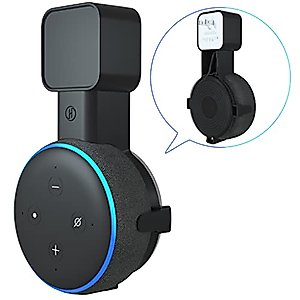 Wall Mount Stand,Outlet Wall Mount Holder for Echo Dot 3rd Generation Smart Home Speakers Space-Saving Hanger Plug Wall Mount for Alexa Built-in Cable Management Hide Messy Wires(1 Pack Black)