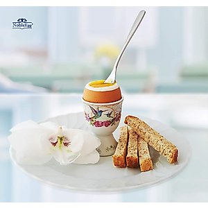 NobleEgg Complete Egg Cracker Topper Set | Unique Egg Cups for Soft Boiled Eggs, Egg Timer Pro, True 18/10 Egg Spoons, Egg Topper, Stylish Gift/Storage Box