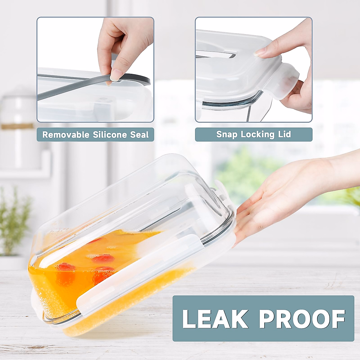 KOMUEE 9 Packs Glass Meal Prep Containers 1&2&3 Compartments,Glass Food Storage Containers with Airtight Lids，Glass Lunch Containers,Glass Bento Boxes,BPA Free,Gray