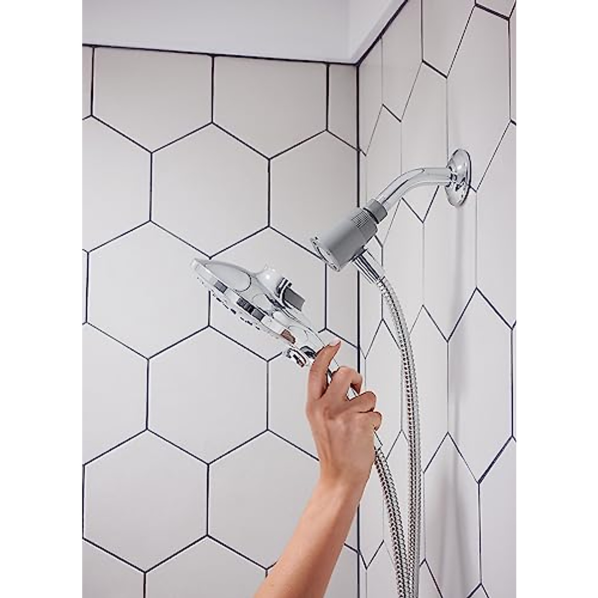 Moen Engage Chrome Magnetix Six-Function 5.5-Inch Handheld Showerhead with Magnetic Docking System, High-Pressure Detachable Shower Head, 26112