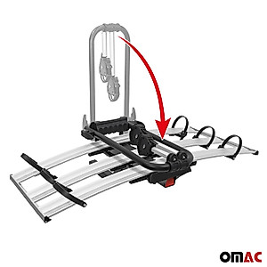 OMAC Auto Accessories Foldable Bike Rack Hitch Mounted | 3 Bicycle Carrier Racks Aadjustable Hitches Suitable for Electric Bikes and Fat Bikes