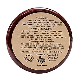 Organic Vegan Fluoride Free Remineralizing Tooth Powder Regular Formula, Cinnamon and Clove Flavor, Value Size 6 Month Supply